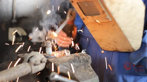 Metal Hard Work ,Welder man grinding at ... | Stock Video | Pond5