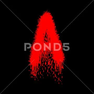 Metal music band's font.Red letter with bloodlines on black background ...