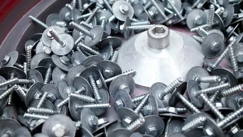 Metal products with screw thread moving ... | Stock Video | Pond5