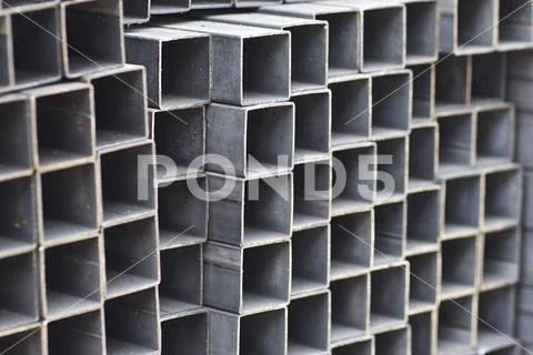 Metal profile pipe of rectangular cross section in packs at the ...