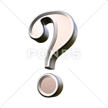Metal question mark. Isolated on white background. 3d rendering. ~ Clip ...