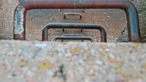 Metal Rebar Steps Ladder Pemanently Fixe... | Stock Video | Pond5