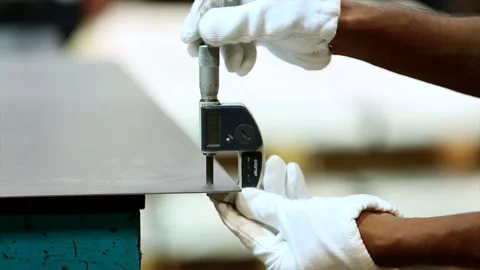 Metal sheet thickness quality control by... | Stock Video | Pond5