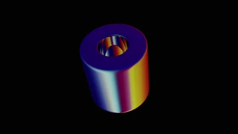 Metallic cylinder rotating with colorful... | Stock Video | Pond5