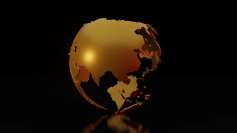 Metallic low poly earth rotating on a bl... | Stock Video | Pond5