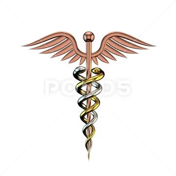 Metallic medical symbol. Isolated on white background. 3D rendering ...