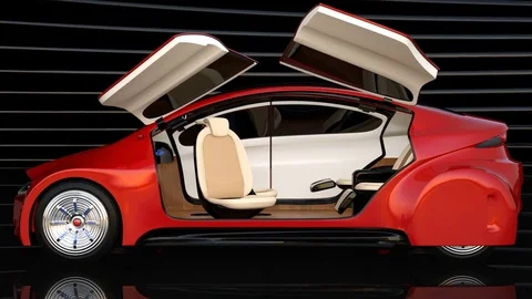 Metallic red autonomous car on abstract ... | Stock Video | Pond5