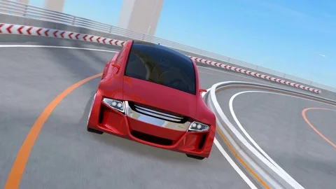 Metallic red autonomous car on the highw... | Stock Video | Pond5
