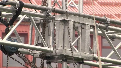 Metallic scaffolding that supports a led... | Stock Video | Pond5