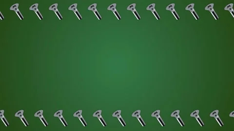 Metallic screws bolts pattern green bord... | Stock Video | Pond5
