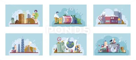 Metaphor waste pollution. Different types of garbage and waste: Graphic ...