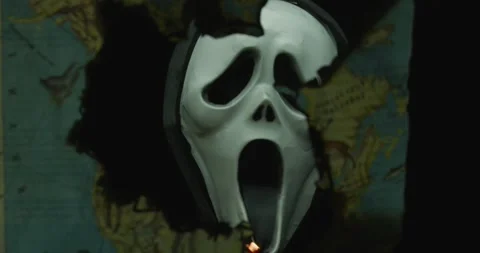 Metaphorical mask of horror with fire th... | Stock Video | Pond5