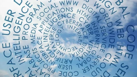 Metaverse circle word cloud on blue sky ... | Stock Video | Pond5