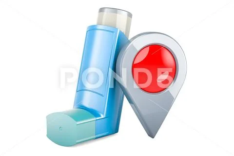 Metered-dose inhaler, MDI with map pointer, 3D rendering ~ Clip Art ...