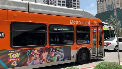 A Metro City Bus in transit servicing pa... | Stock Video | Pond5