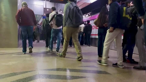 metro station view with metro arriving a... | Stock Video | Pond5