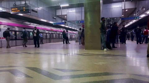 metro station view with metro arriving a... | Stock Video | Pond5