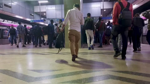 metro station view with metro arriving a... | Stock Video | Pond5