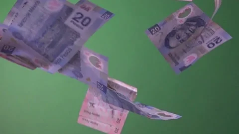 Mexican bills of 20 pesos falling. | Stock Video | Pond5