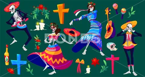 Mexican Day of the dead, Dia de los muertos set ~ Clip Art #156725103