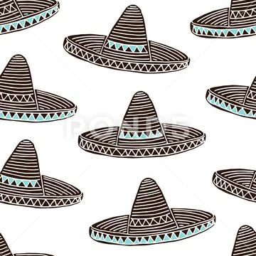 Mexican Sombrero Seamless Pattern Illustration #71424268