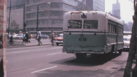 Mexico City - 1970: Old vintage bus on a... | Stock Video | Pond5