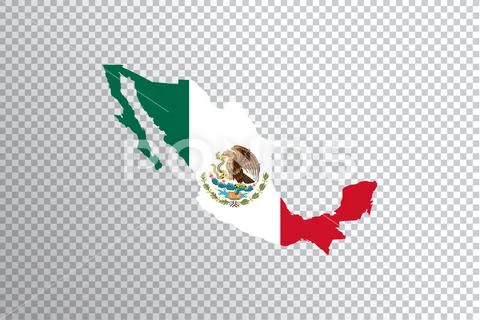 Mexico flag on map, transparent background: Royalty Free #218371374