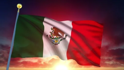 Mexico Flag at Sunset - 25 fps - Loop An... | Stock Video | Pond5