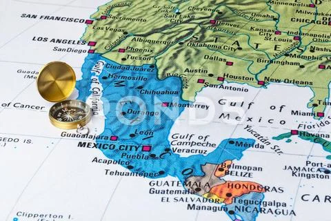 Mexico map and compass Mexico map and compass - travel background ...