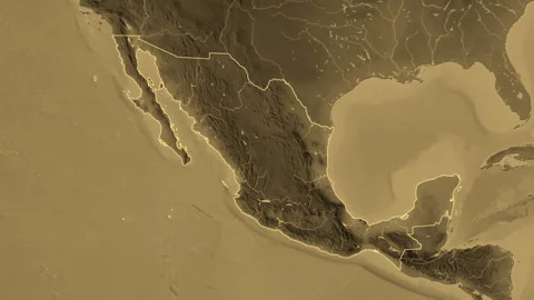 Mexico map - drive. Border. Sepia. | Stock Video | Pond5