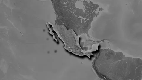Mexico map - extract. Shadow. Grayscale.... | Stock Video | Pond5