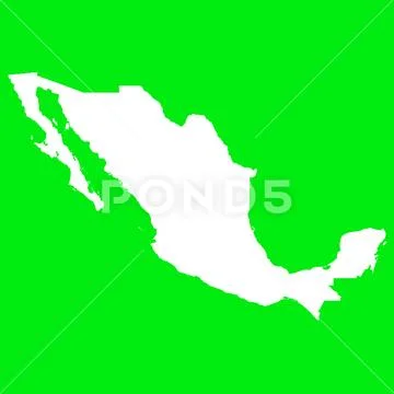 Mexico Map Outline on Green Screen ~ Clip Art #90681283