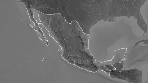 Mexico map - solid. Regions. Grayscale. | Stock Video | Pond5