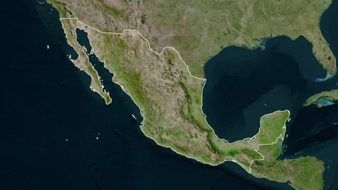 Mexico map - solid. Regions. Satellite. | Stock Video | Pond5