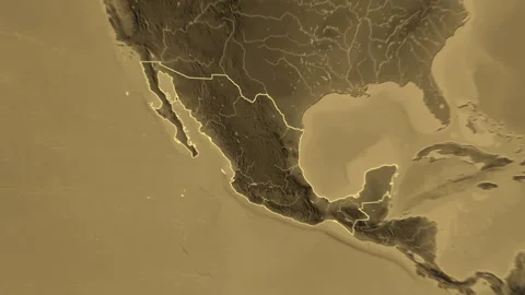Mexico map - solid. Regions. Sepia. Labe... | Stock Video | Pond5