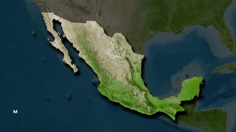 Mexico map - solid. Shadow. Satellite. L... | Stock Video | Pond5