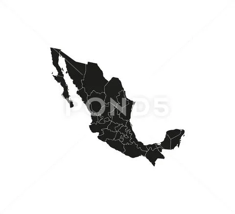 Mexico Map, states border map. Vector illustration.: Graphic #120383405