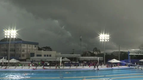 Mexico's María Mata wins swimming gold ... | Stock Video | Pond5