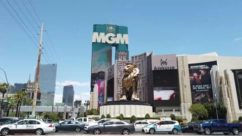 MGM Grand Sign & Lion On The Strip In La... | Stock Video | Pond5