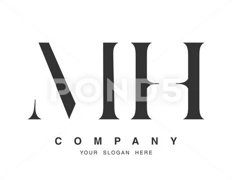 MH logo design. Initial letter m and h serif font style. Creative ...