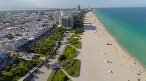 Miami Beach aerial drone landing | Stock Video | Pond5