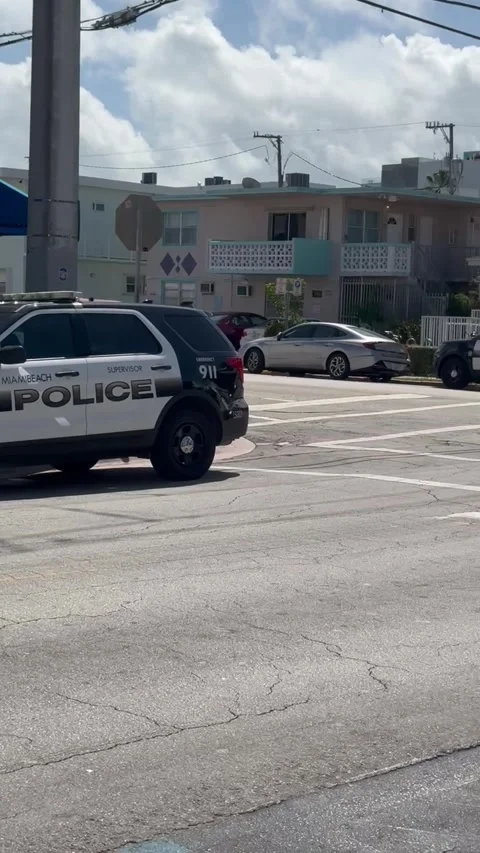 Miami Beach city police cars on the stre... | Stock Video | Pond5