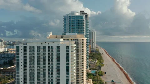 Miami beach on sunny summer day with bea... | Stock Video | Pond5