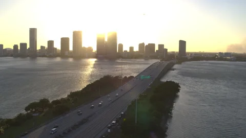 Miami Bridge with cars passing by With D... | Stock Video | Pond5