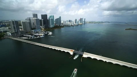Miami Bridge with Downtown in the Backgr... | Stock Video | Pond5
