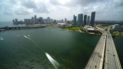 Miami Bridge with Downtown in the Backgr... | Stock Video | Pond5