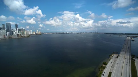 Miami Bridge With Downtown Miami in the ... | Stock Video | Pond5