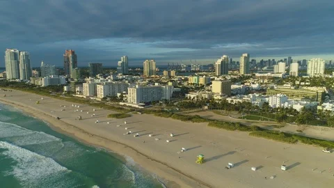 Miami South Beach at Sunny Morning. Aeri... | Stock Video | Pond5