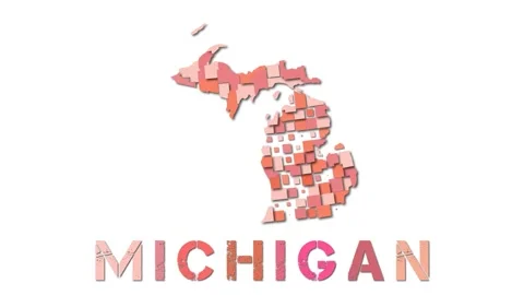 Michigan map with paper regions. Animate... | Stock Video | Pond5