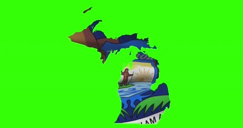 Michigan state map outline with flag ani... | Stock Video | Pond5